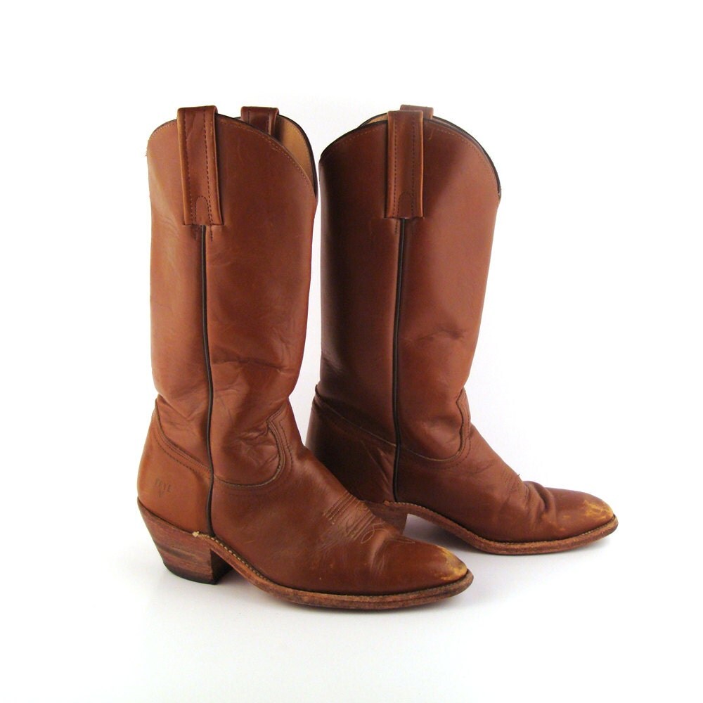 Frye Cowboy Boots Vintage 1980s Leather Brown Men’s size 8 1/2 – Haute ...