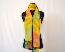 Popular items for yellow green scarf on Etsy