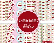 Popular items for cherry digital paper on Etsy