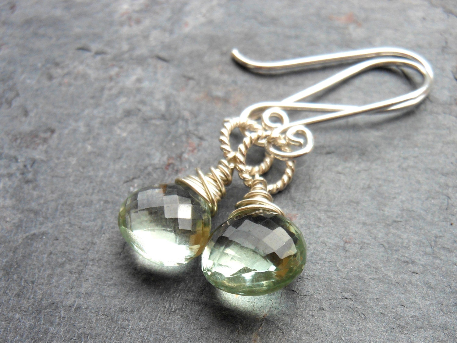 Green Amethyst Earrings Prasiolite Earrings by AeridesDesigns
