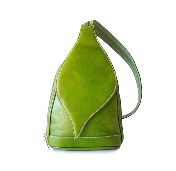 Made in Italy Vera Pelle Lime Green Leather Small Slim