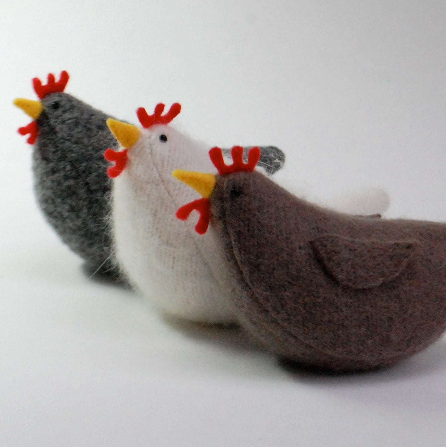Felt hen little grey wool felt chicken gray easter chicken