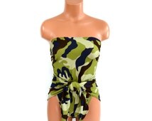 Small Bathing Suit Camouflage Print Wrap Around Swimsuit Petite ...