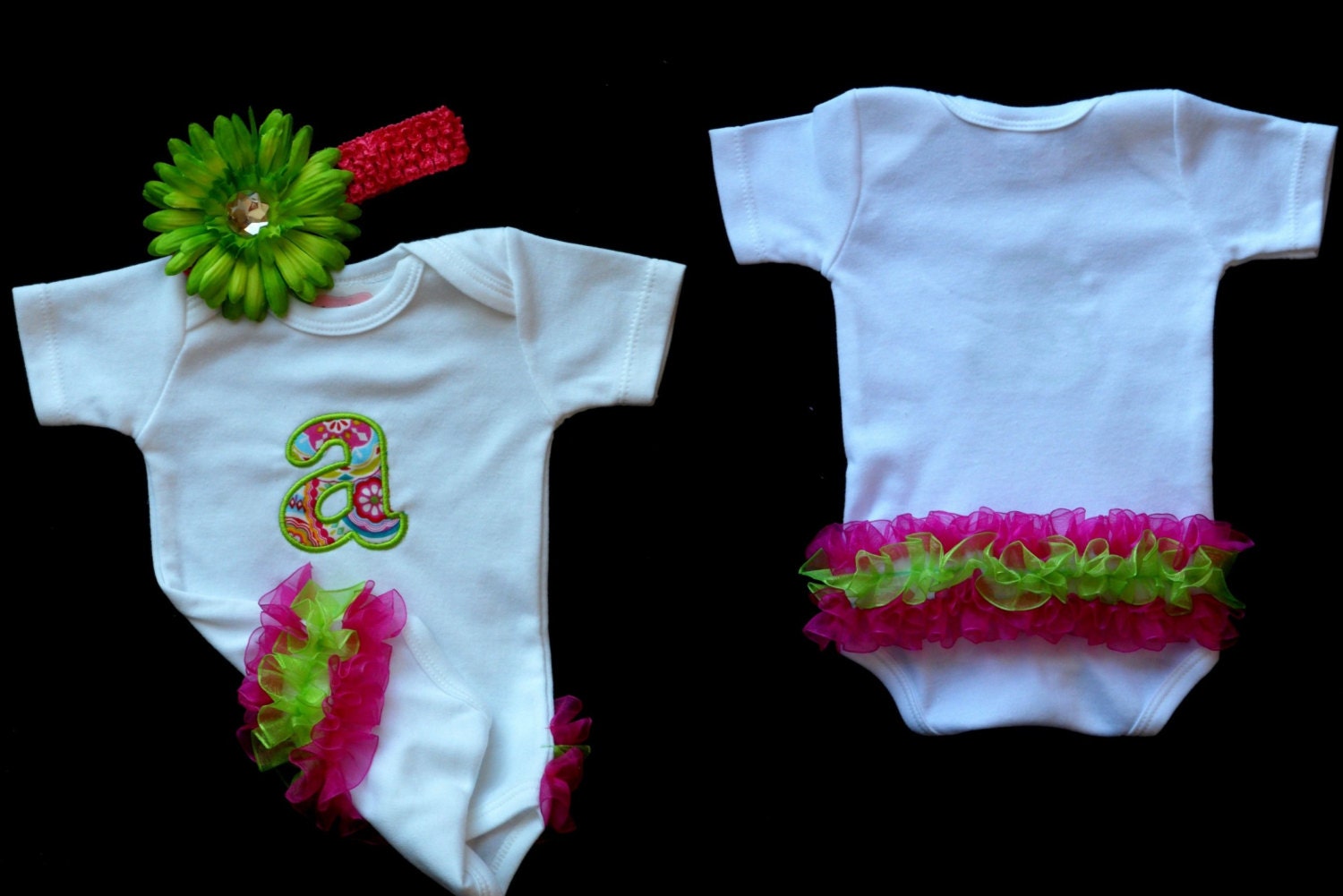 Monogram Baby Girl Clothes Ruffle Bottom One-Piece by sassylocks Monogram Baby Girl Clothes Ruffle Bottom One-Piece by sassylocks