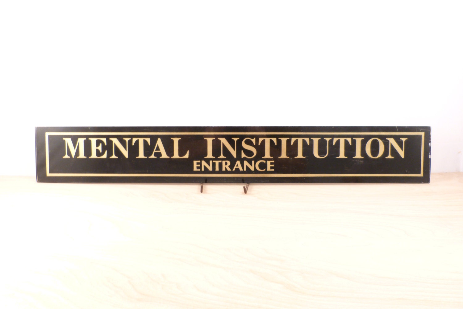 1920's Insane Asylum Mental Institution Glass Sign