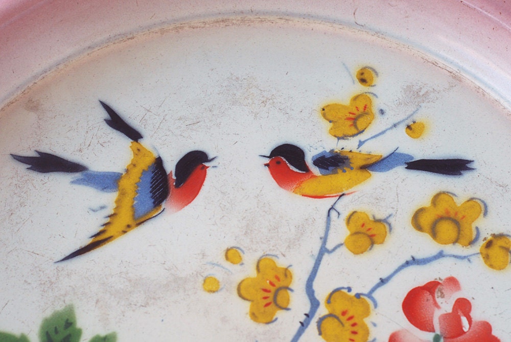 Birds and Flowers plate, enamel – Haute Juice