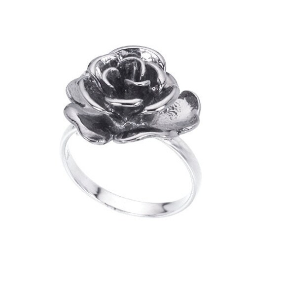 Sterling Silver Ring Solid Rose 925 Rose Flower by jewelkingthai