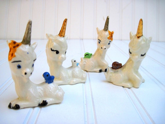 Vintage unicorn figurines porcelain