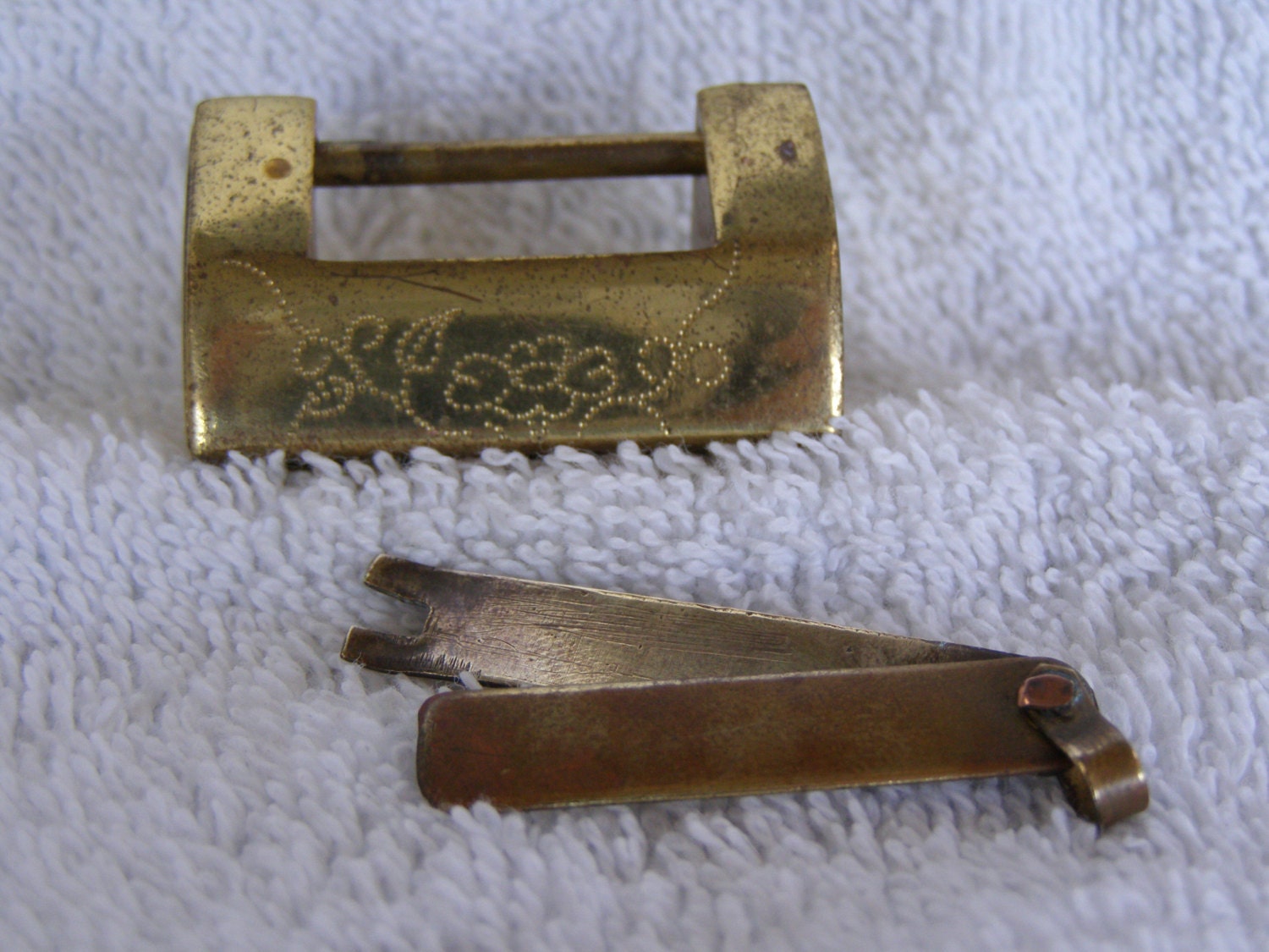 vintage brass lock asian chinese slide lock with key for furniture ...