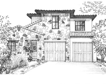 Commission an Original Ink House Drawing Architectural