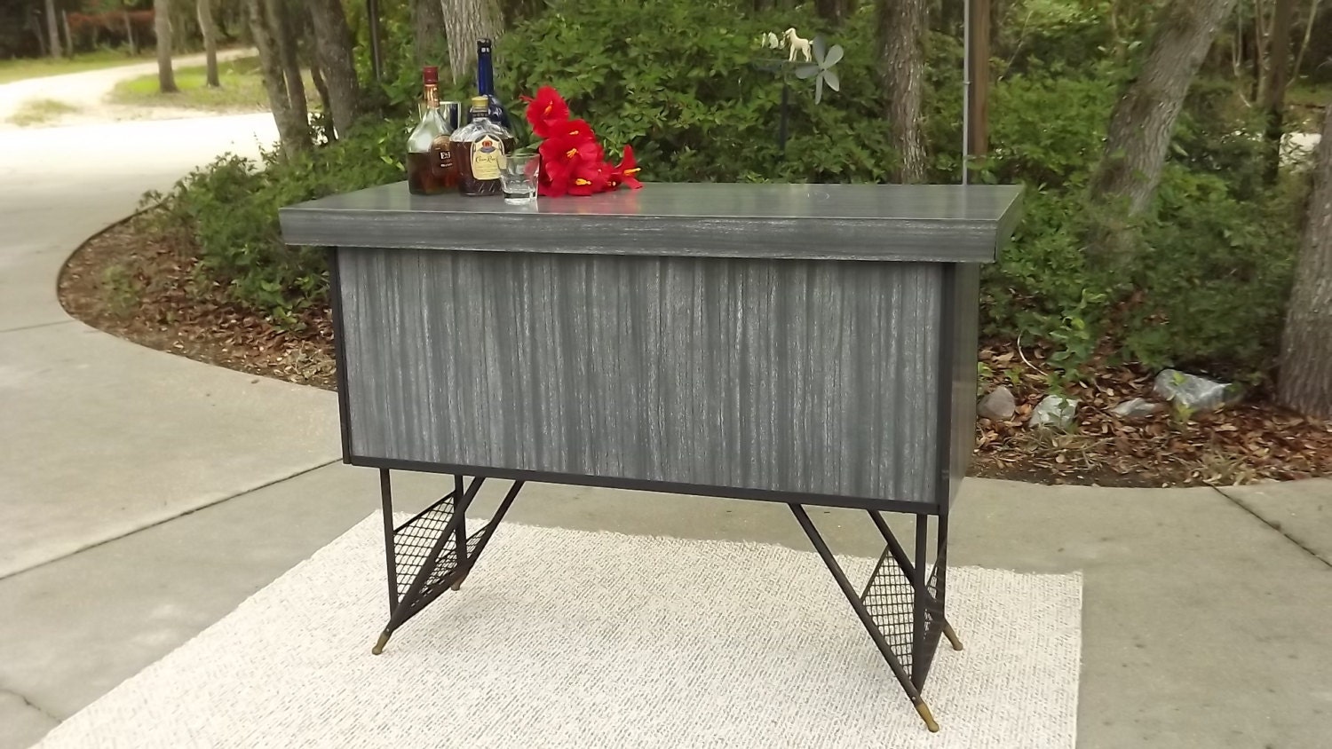 Mid Century Retro Portable Cocktail Dry Bar Coffee Table Collapsible ...