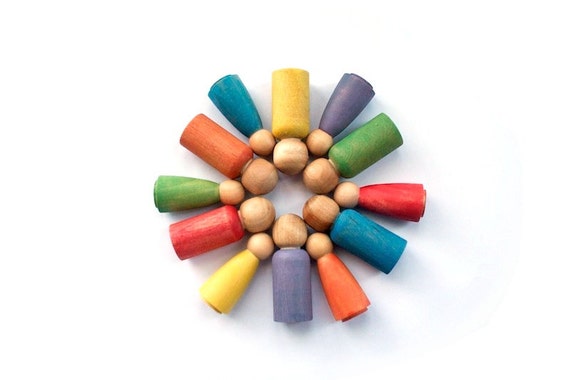 Waldorf Rainbow Peg People Eco Friendly Color Matching Game