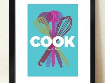 Items similar to Kitchen Artwork Print Set - Bakers Kitchen Set of 4 ...