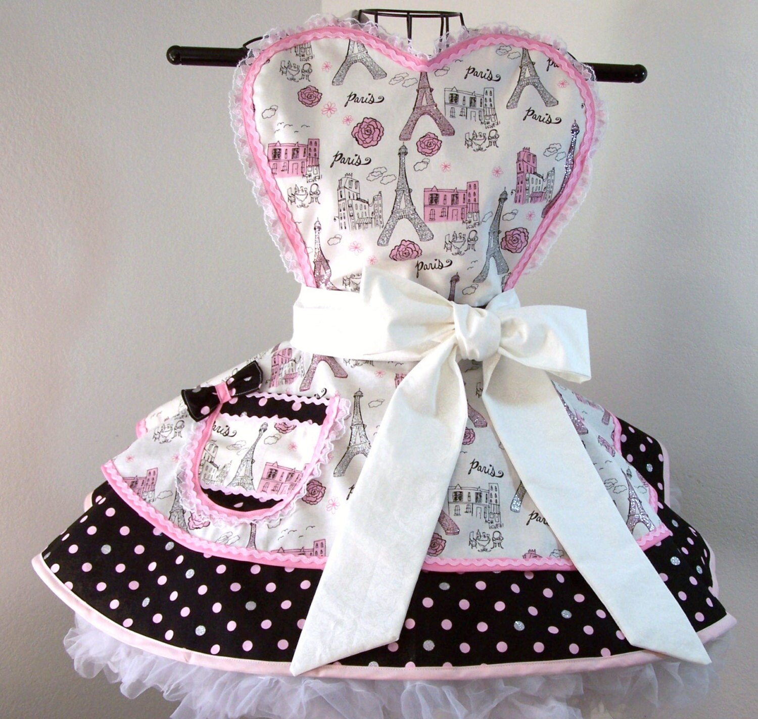Retro Apron Paris Glitter Pin Up Style Ready