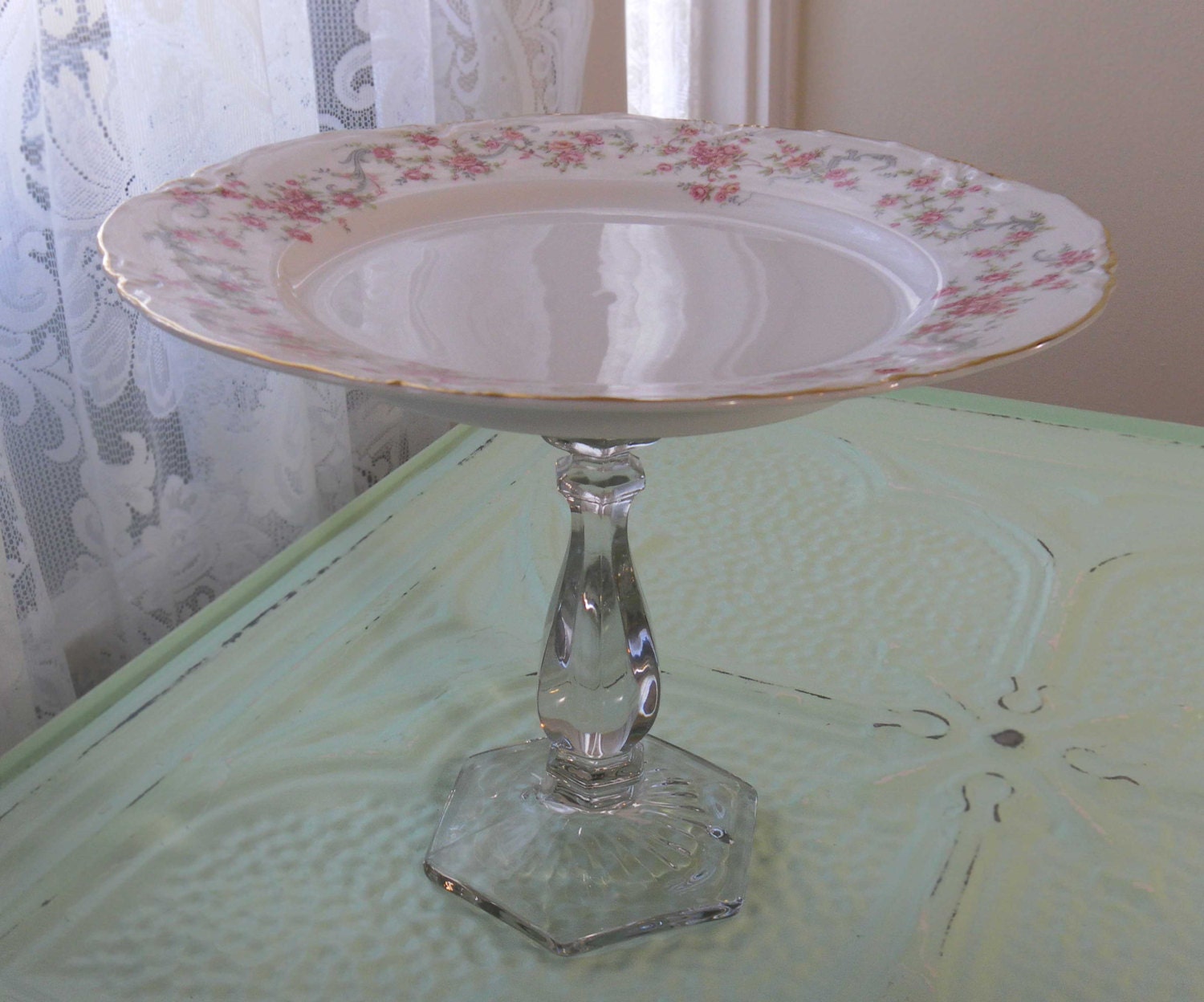 Vintage Repurposed Cake Plate
