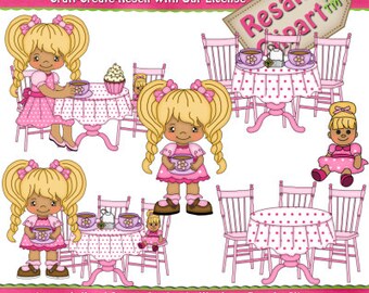 Tea Party Girls Blonde 2013 Clipart-Instant Downloadable After Purchase