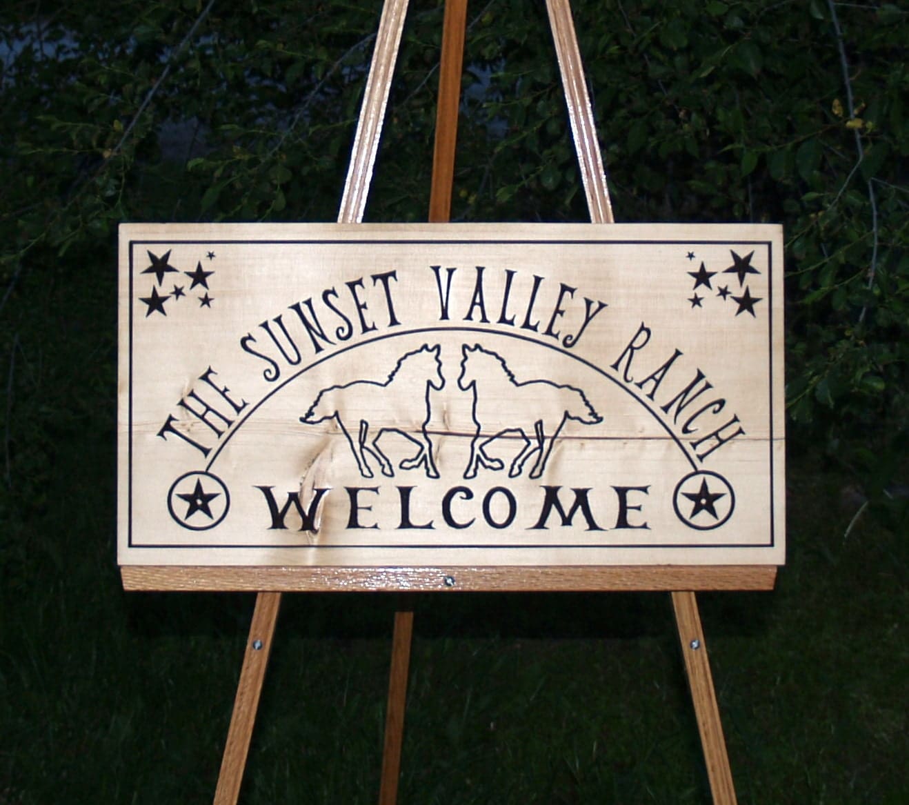 Personalized Carved Wooden Ranch Welcome Name Sign