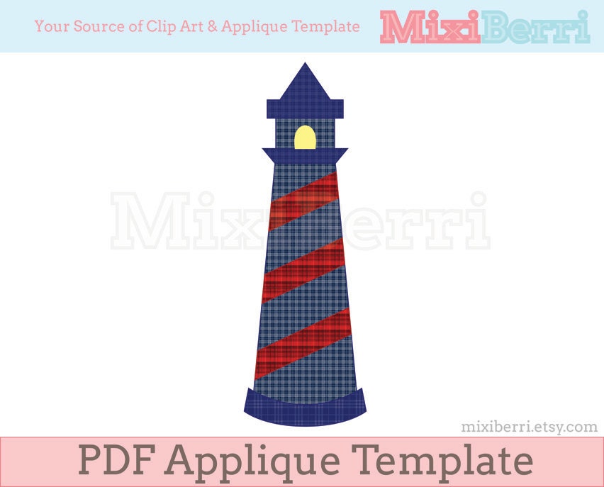 Applique Pattern Lighthouse PDF Applique Template Instant