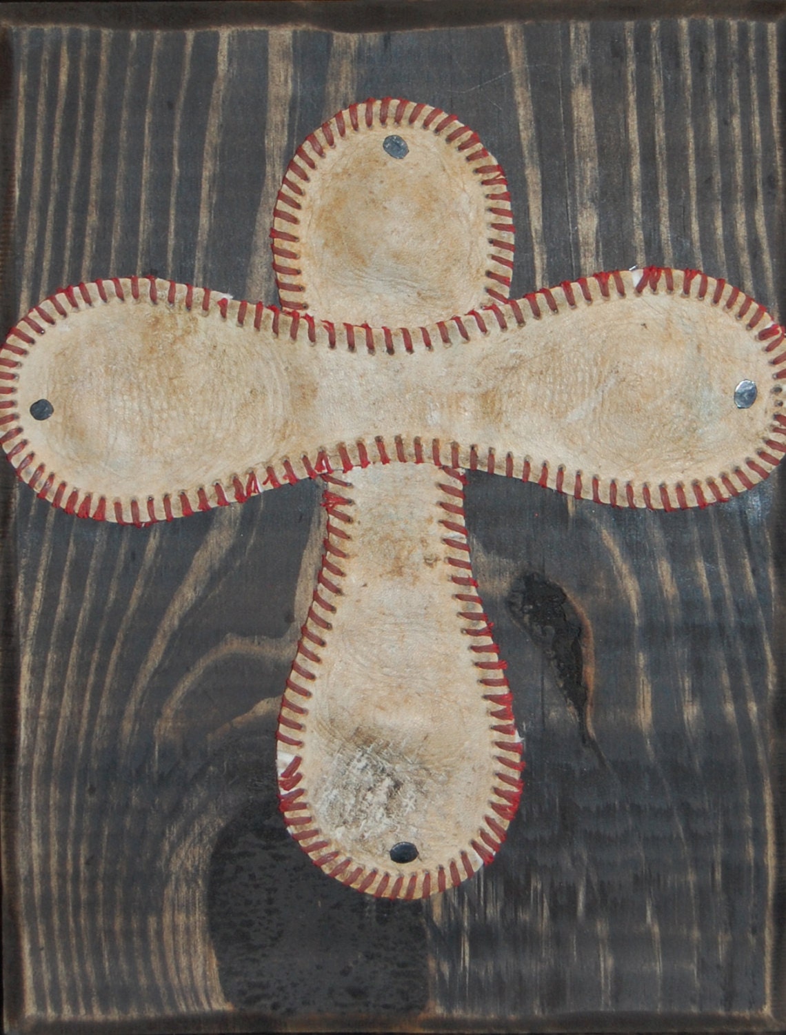 Baseball Cross Plaque Rustic Black & Brown