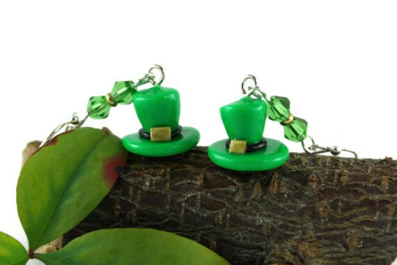 St Patricks Leprechaun Hat Earrings Saint Paddys Day