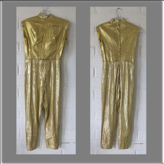Custom Made Gold Metallic Lame Jumpsuit by Castoff2UVintage