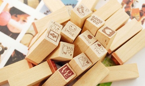 Love Diary Stamp Set Wooden Rubber Stamp Set by AllisonDIY