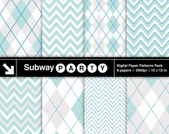 Nautical Yellow Navy and White Digital Papers Pack. by subwayParty
