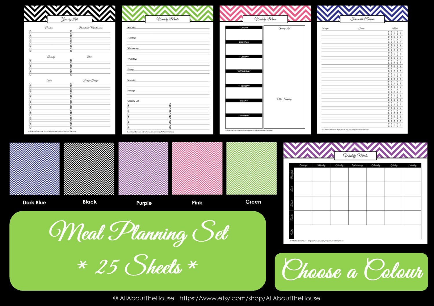 Menu Planner Printables Meal Planning by AllAboutTheHouse on Etsy