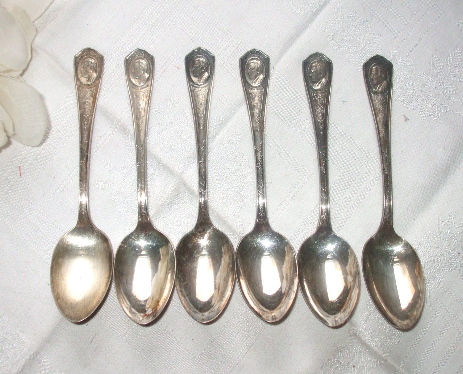 6 Vintage Oneida Silverplate Par Plate Thomas Meighan Movie Star Spoons ...