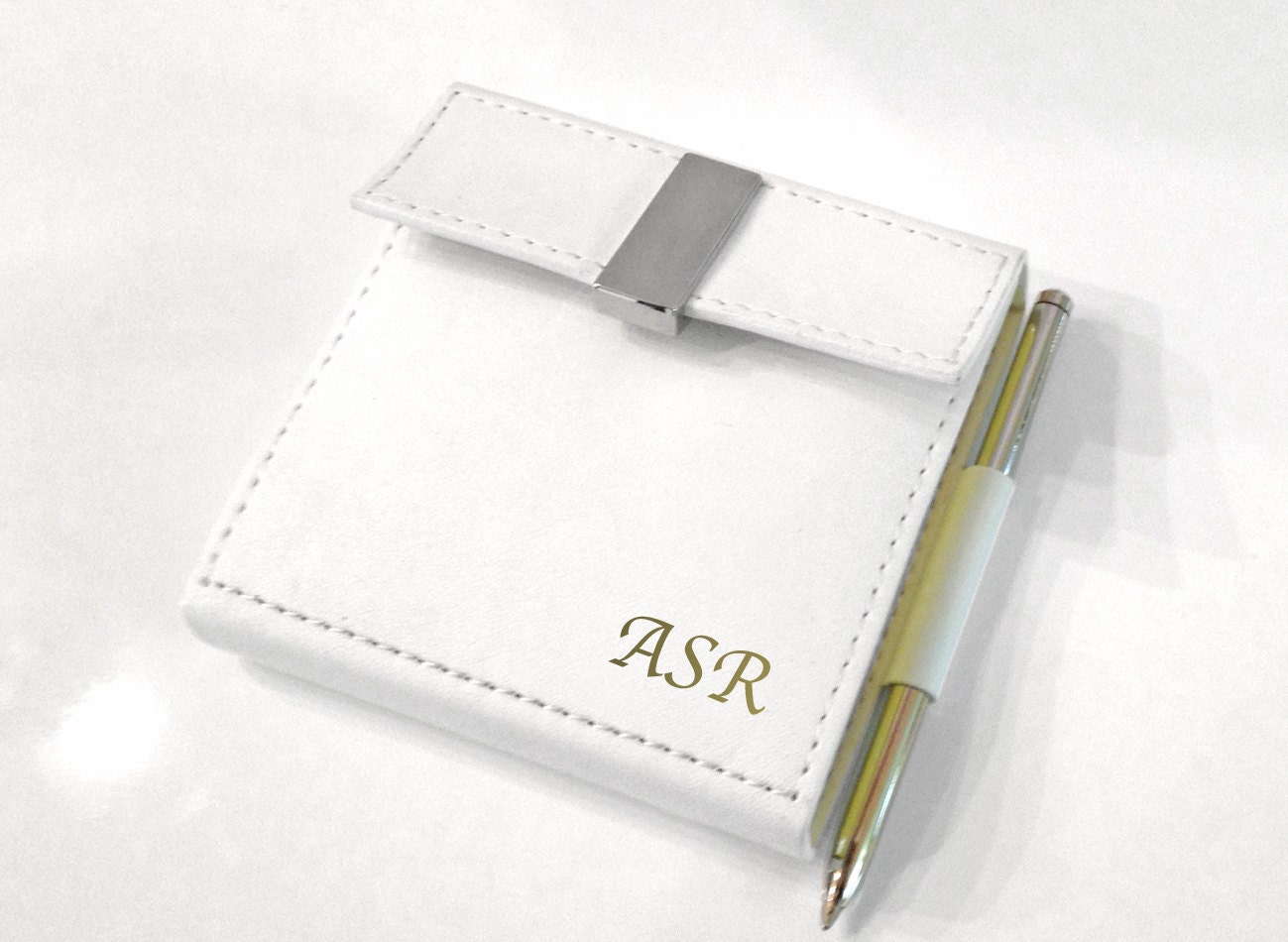 Sticky Note Pad Holder with Pen Personalized Noted Pad
