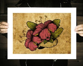 Hibiscus, Neo-Traditional Tattoo Flash, Tropical Flower, Old School ...