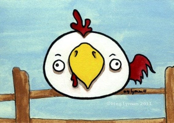 Items similar to Derpy Chicken - Original Gouache Painting on Etsy