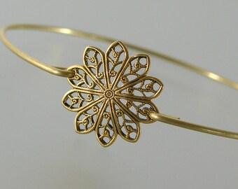 Gold filigree bangle | Etsy