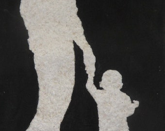 First step- father and son walking / wall art/ silhouette art/ black ...