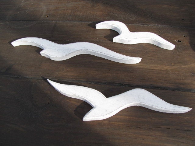 Seagull Wall Art Reclaimed Wood Set of Three Nautical