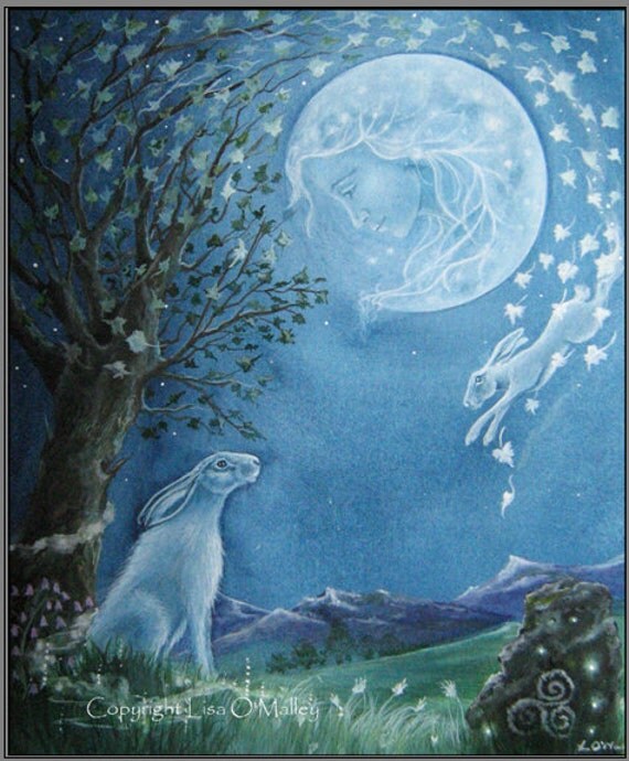 Hare Print Moon Her Mother the Moon