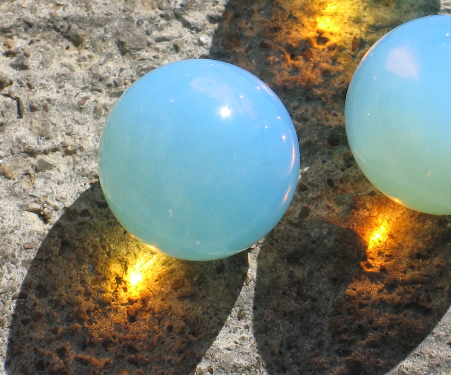 Opalite spheres luminescent blue sea glass