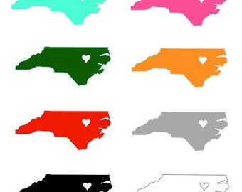 Custom State Car Decal with Heart Over Hometown