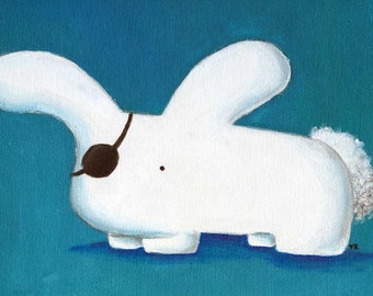 Bunny Painting - bunny with eye patch original acrylic painting