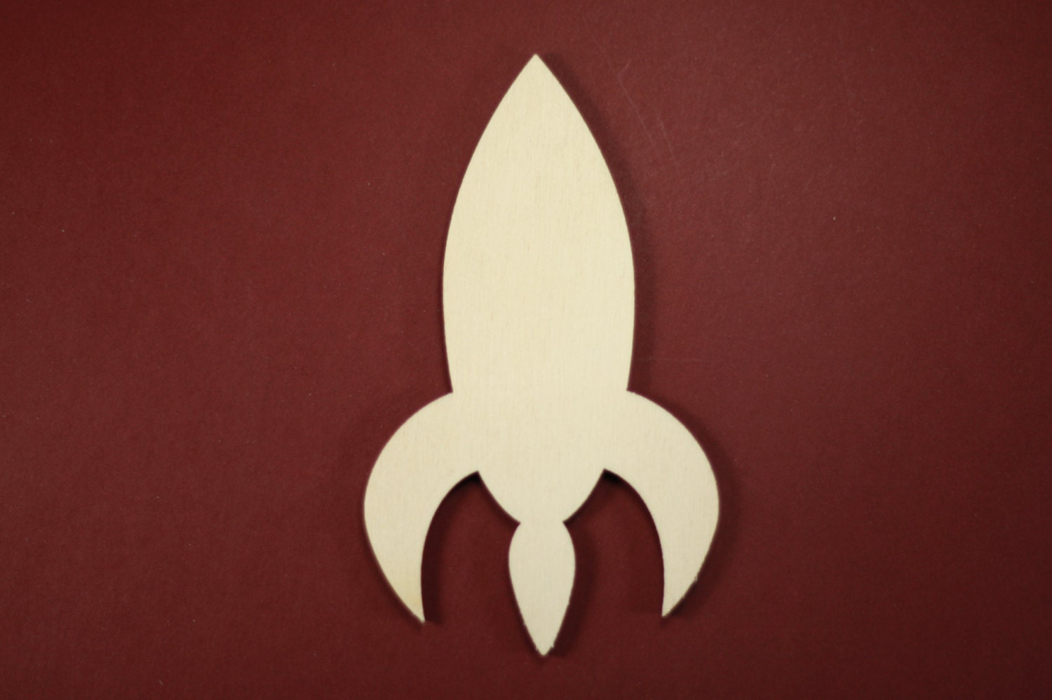 Rocket Ship W/Thruster Unfinished Wood Laser Cut Shapes Crafts