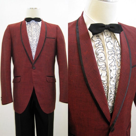 Dinner Jacket Men's Vintage 80s Tux Tuxedo Formal Red