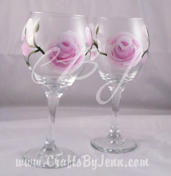 Items Similar To 2 Rose Wine Glasses On Etsy