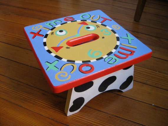 Wooden Handpainted Time Out Stool by 4Kidz on Etsy
