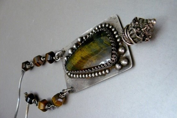 Items similar to SALE - Tiger Iron Necklace with Sterling Silver and ...