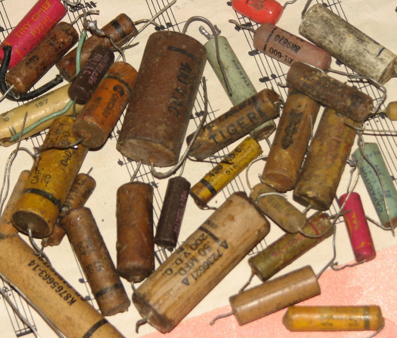 Vintage Electronic Resistors & Other Bits Very Steampunk