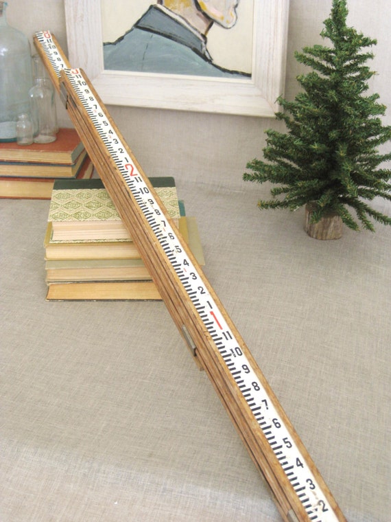 Vintage Wooden Surveyor Measuring Stick Device Classic