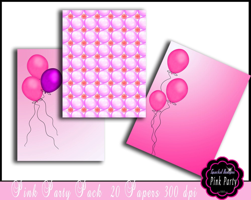 Party Digital Paper Pink Digital paper by SparkalDigitalDesign