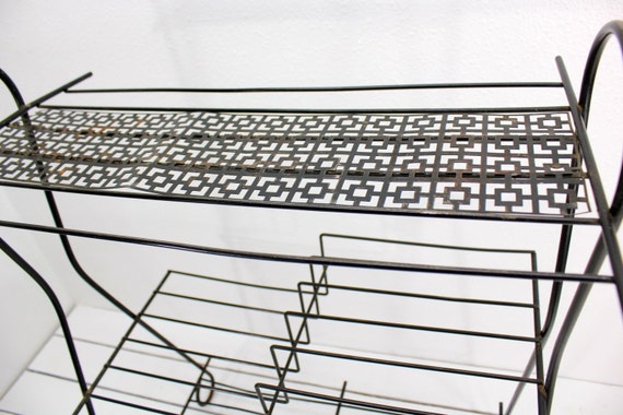Mid Century Metal Wire Shelf Atomic Bookshelf Side by AtomicAttic