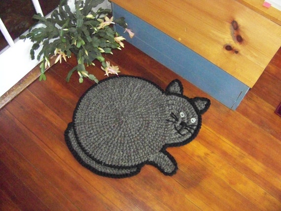 Hand Crocheted Cat Rug