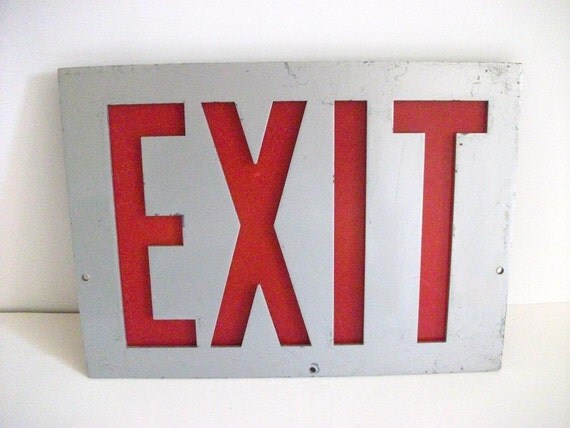 Vintage Exit Sign by RicsRelics on Etsy
